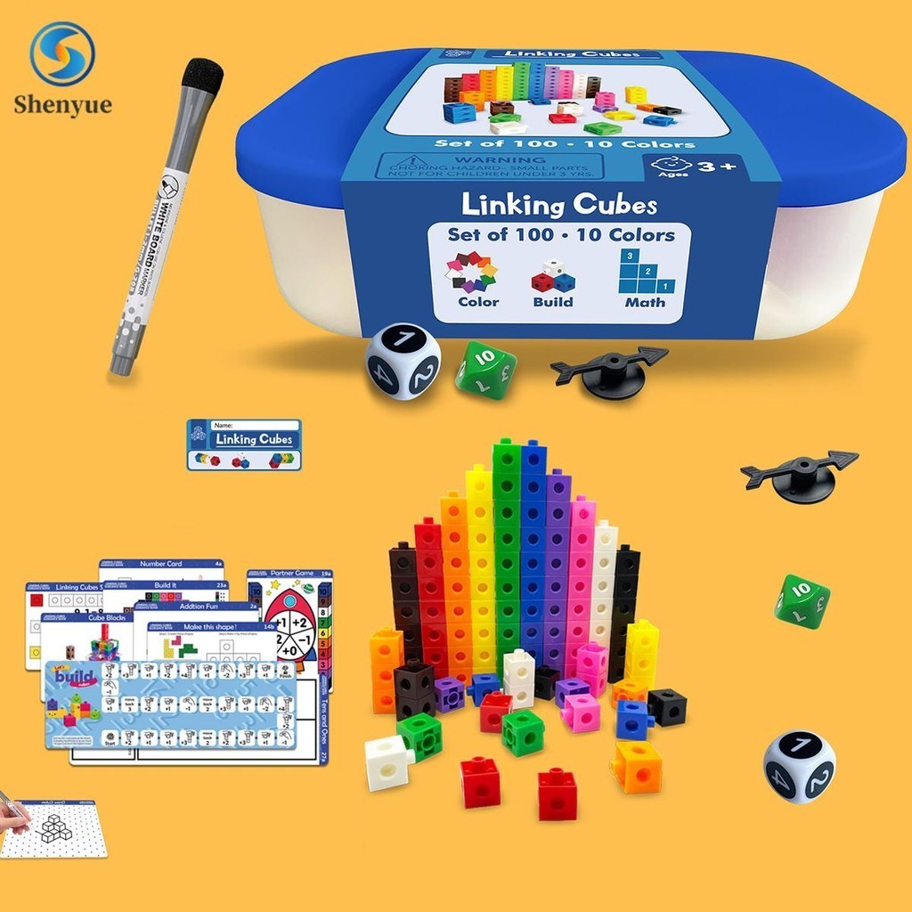 Linking Math Cubes Set Number Blocks Counting Toys with Question Cards ...