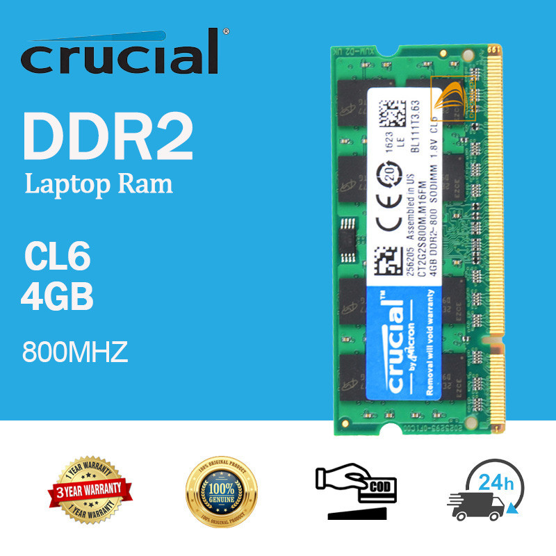 [Ready Stock] Crucial 4GB RAM DDR2 800MHz 2RX8 PC2 6400 200pin SODIMM ...