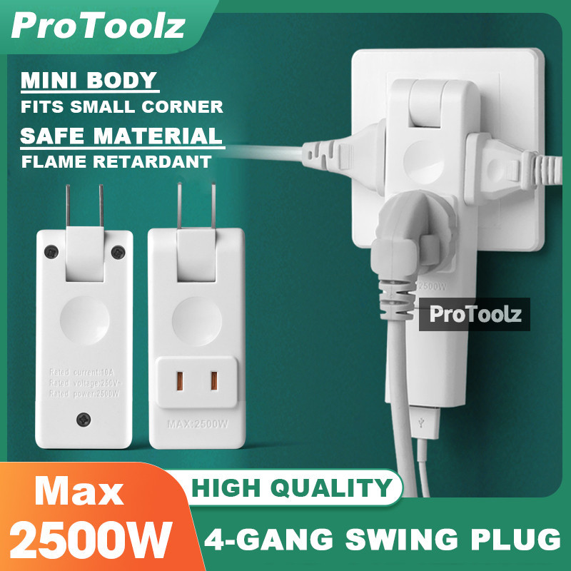 4-Gang Adapter w/ Swing Type Plug Flat Socket Plug Outlet Adapter - WSA ...