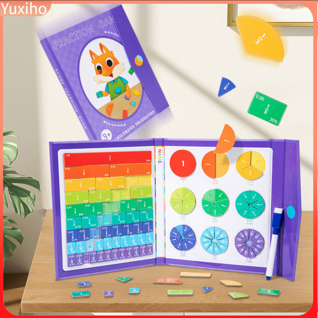Yuxihon| Fraction Manipulatives Colorful Magnetic Fraction Tiles Set ...