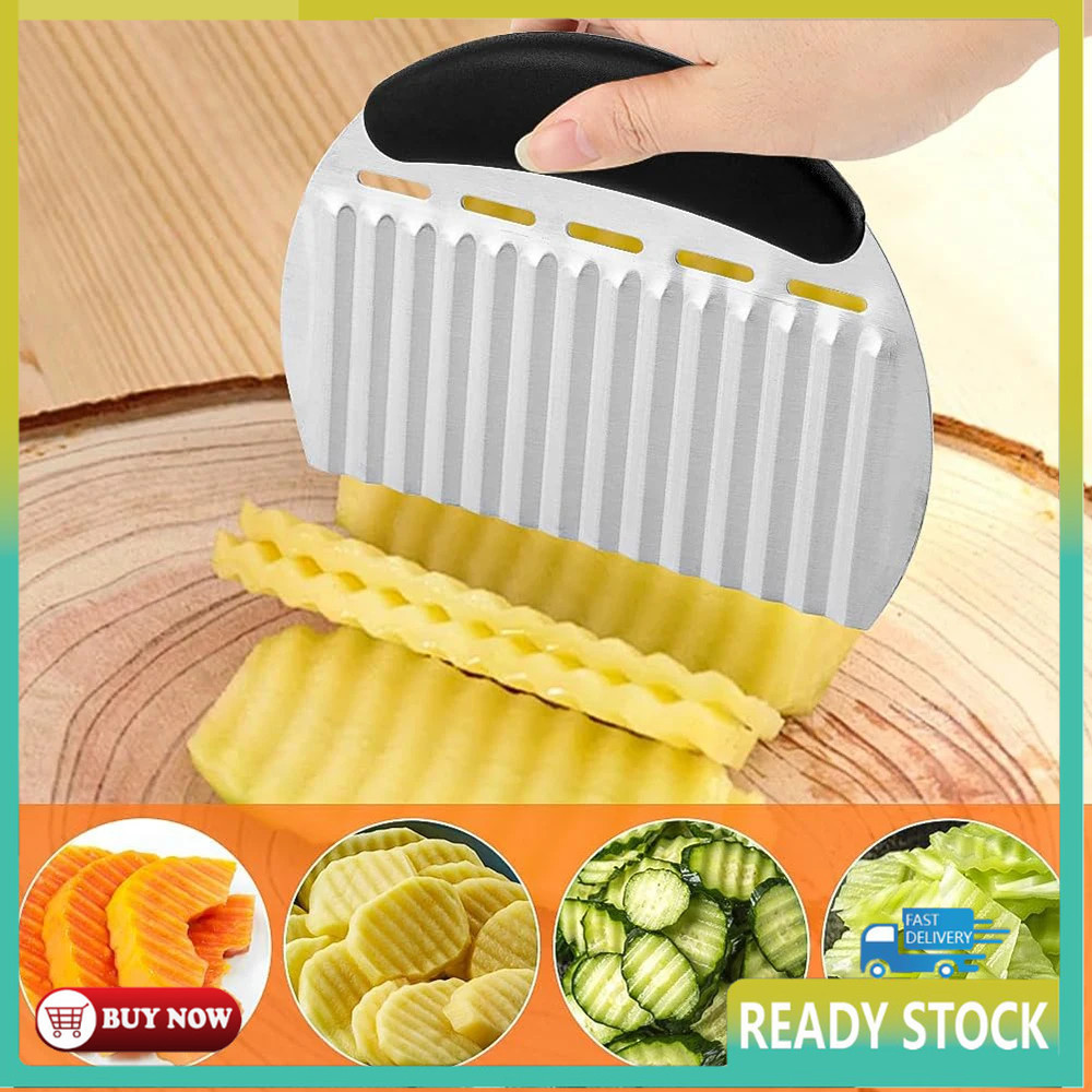 Potato Wave Knife French Fry Cutter Vegetable Fruit Crinkle Wavy Slicer ...