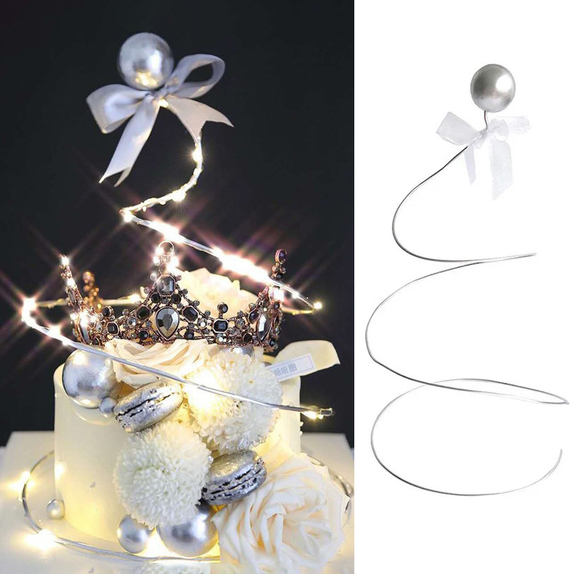 Cake Decorated With Silver Metal Ball Circles Cake Decoration Wishing ...