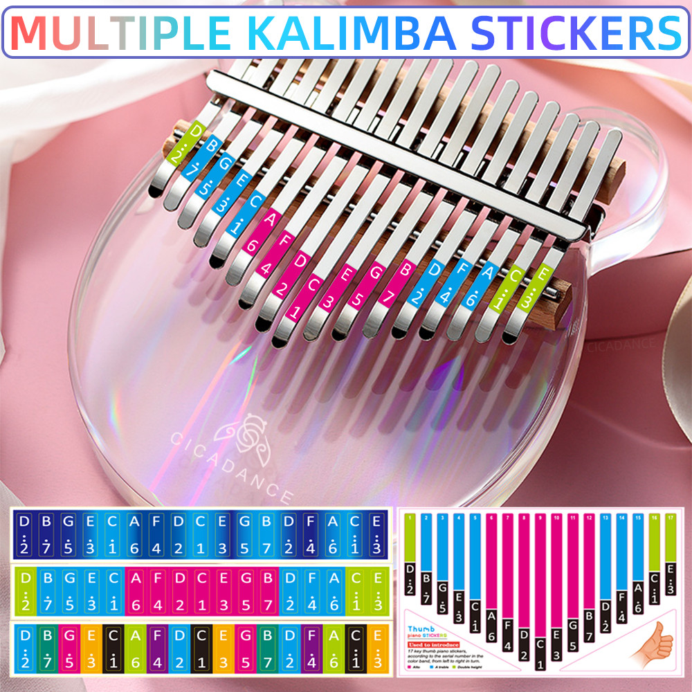 Kalimba Sticker 17 Key Removable Calimba Note Sticker Clear Print ...