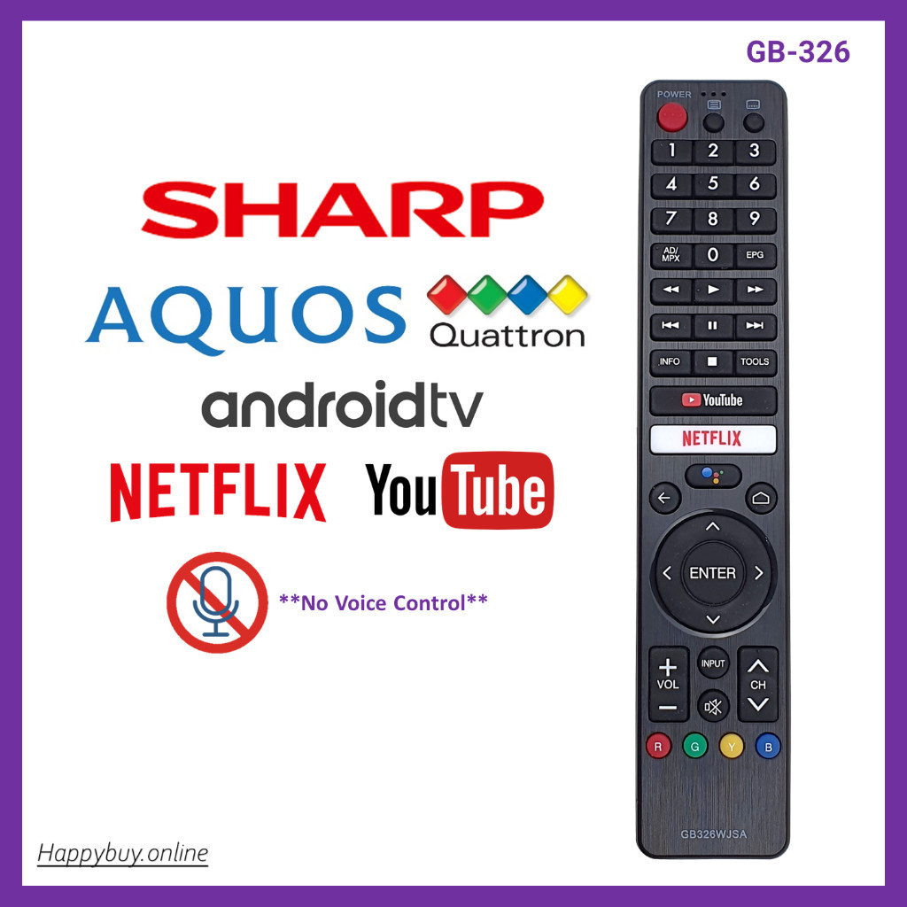 Sharp Android TV Remote Control GB326WJSA Sharp Smart Android TV Remote ...