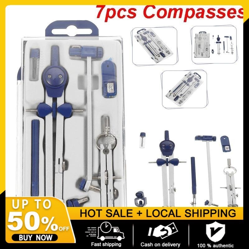 7Pack Professional Drawing Compass Kit with Extension Bar for Geometry ...