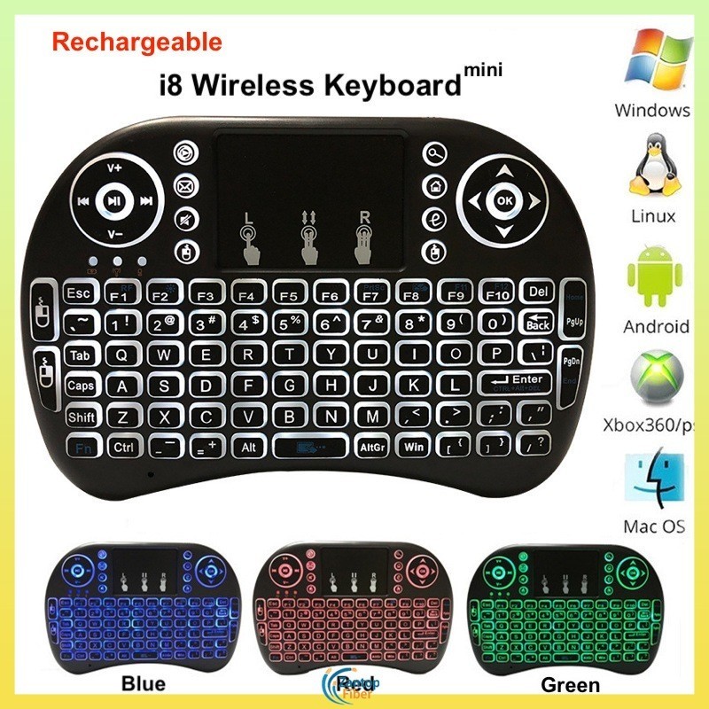 i8 Rechargeable mini Keyboard Wireless 2.4GHz 3 Colors Backlight mini ...