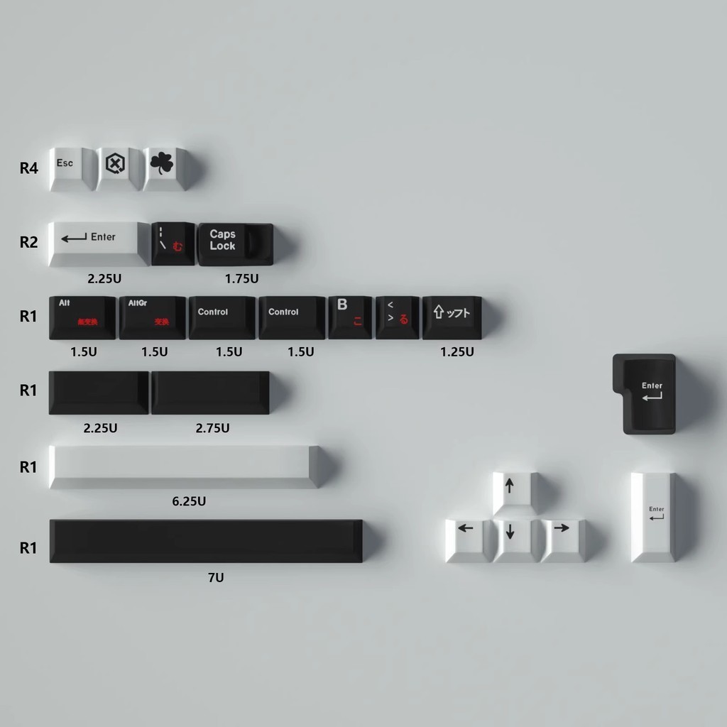 yongqiu GMK Minimalism black Japanese WOB Keycaps PBT Cherry Profile ...