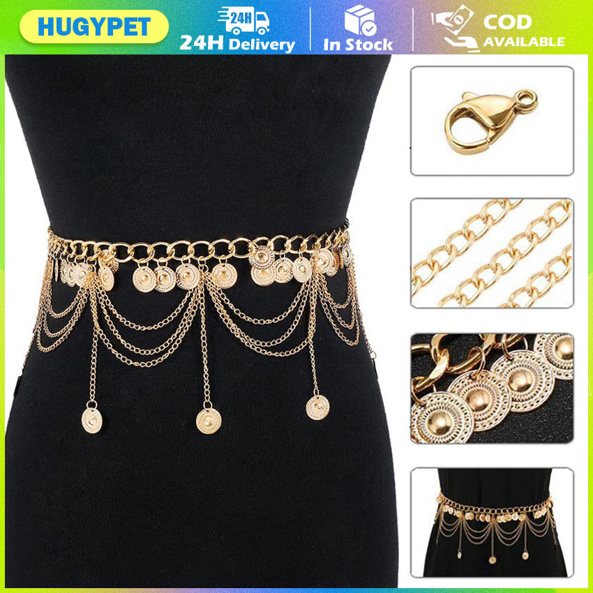 Retro Gypsy Waist Belt Chain Carved Coin Pendant Long Tassel Harness ...