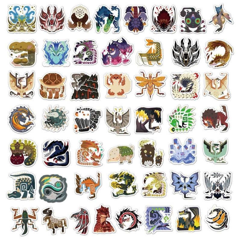 100 Sheets of Monster Hunter Doodle Stickers with Unique Creative ...