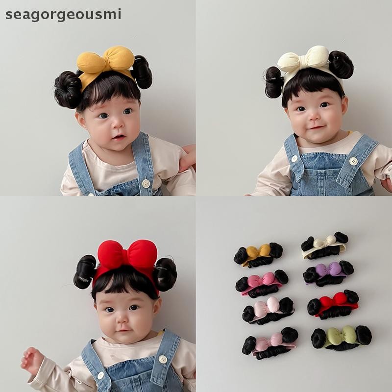 Seph Fashion Cute Baby Kids Hair Wig Children Girls Bow Wig Hairband ...