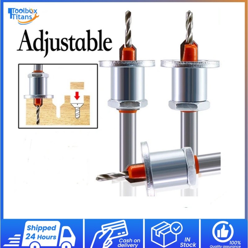 Countersink Drill Bit Shank Adjustable 8mm Carpentry Reamer Chamfer ...