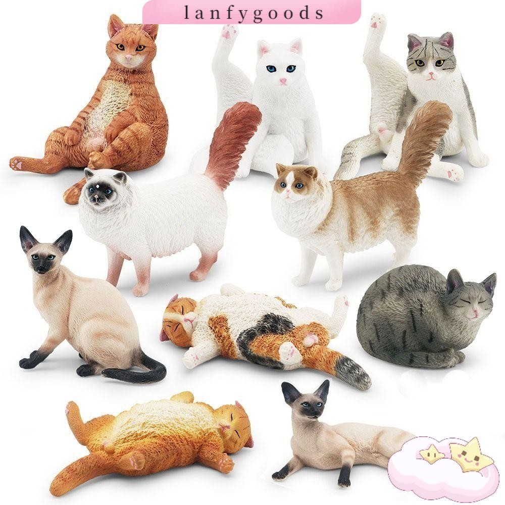 LANFY Simulation Cat Model, Siamese Ragdoll Persian Cat PVC Realistic ...