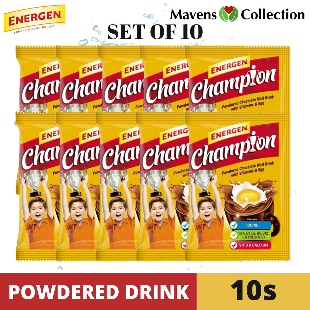 Energen Champion Powdered Chocolate malt Drink 35g (SET OF 10) by ...