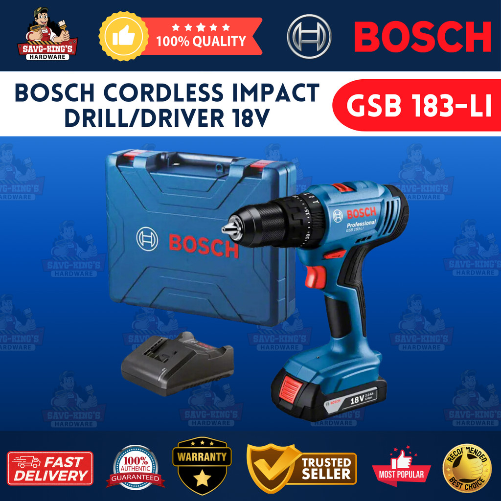 Bosch GSB 183-LI Cordless Impact Drill/Driver 18V 1x 2.0ahm Battery 1x ...