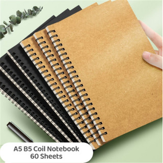 A5&B5 60 Sheets Spring Notebook Kraft Paper Notebook Offices Supplies ...