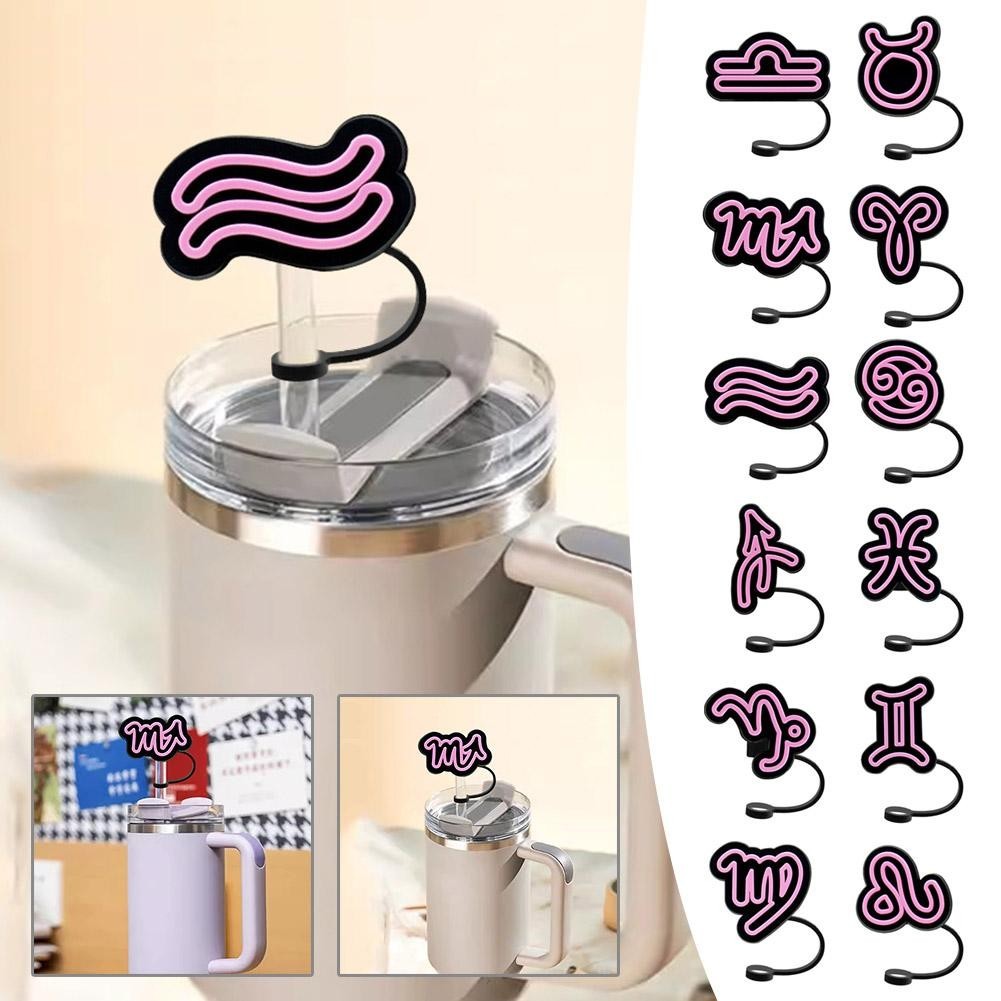 1PCS PVC Straw Covers Twelve Constellations Fashion Design Straw Charms ...