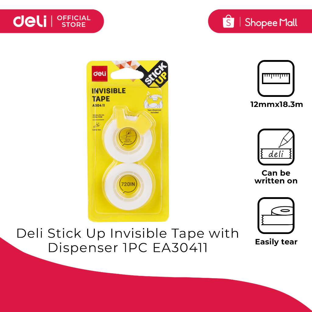 Deli EA30411 Stick Up Invisible Tape with Dispenser 1PC | Shopee ...