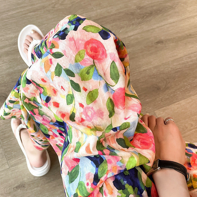 Summer Floral Cool Cool Cool Wide-Leg Pants Large Size 150KG | Shopee ...