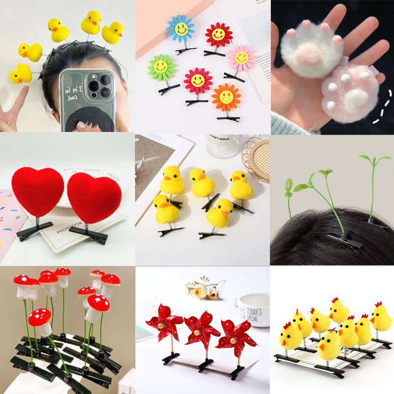 Flocking Little Yellow Duck Hair Clip for Kids Cute Hair Accessories ...
