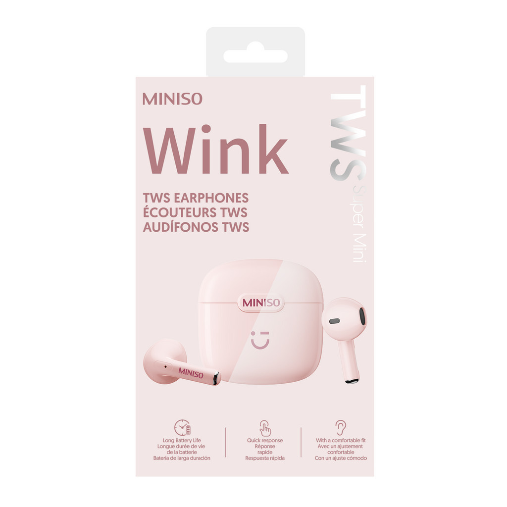 MINISO Wink Series TWS Earphones Model: W66 (Pink) | Shopee Philippines