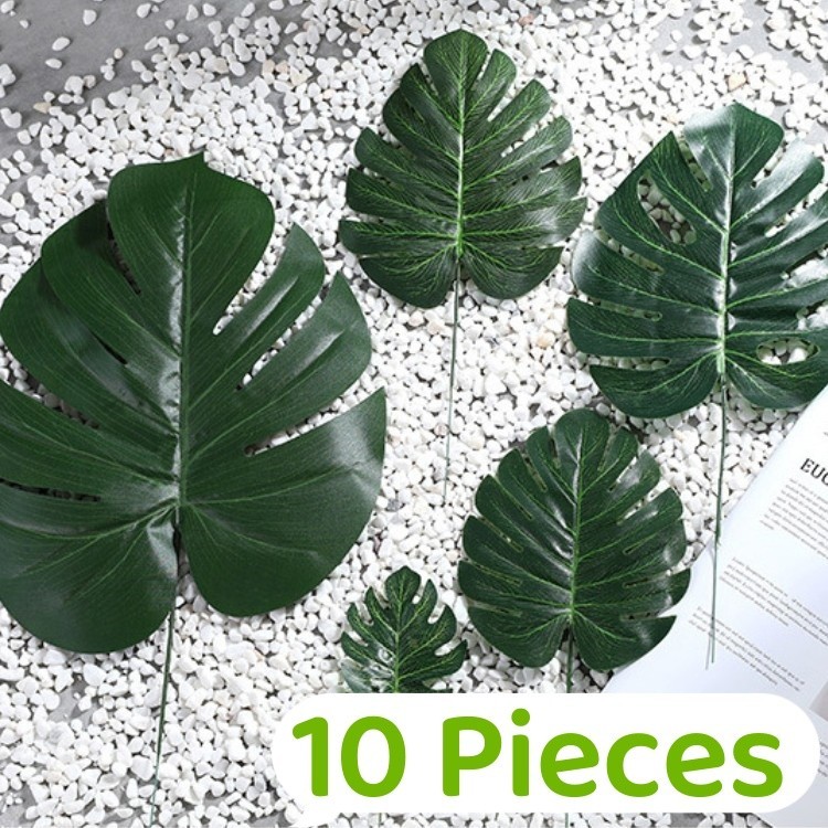 20 Pcs Artificial Plant Turtle Leaf Plastic Leaf Foliage Green Leaf ...