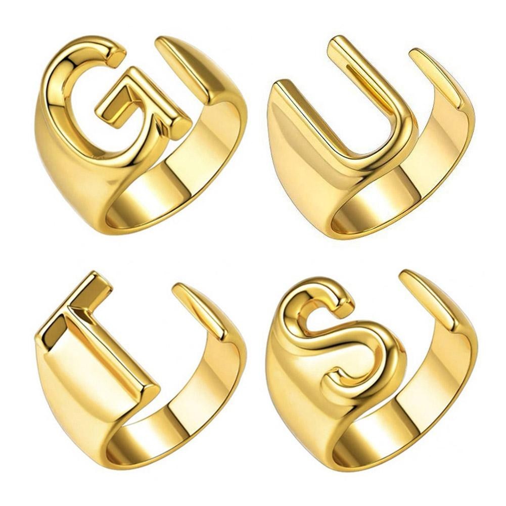 GUTS Letter Ring Women's Opening Adjustable Fashion Personality Ring ...