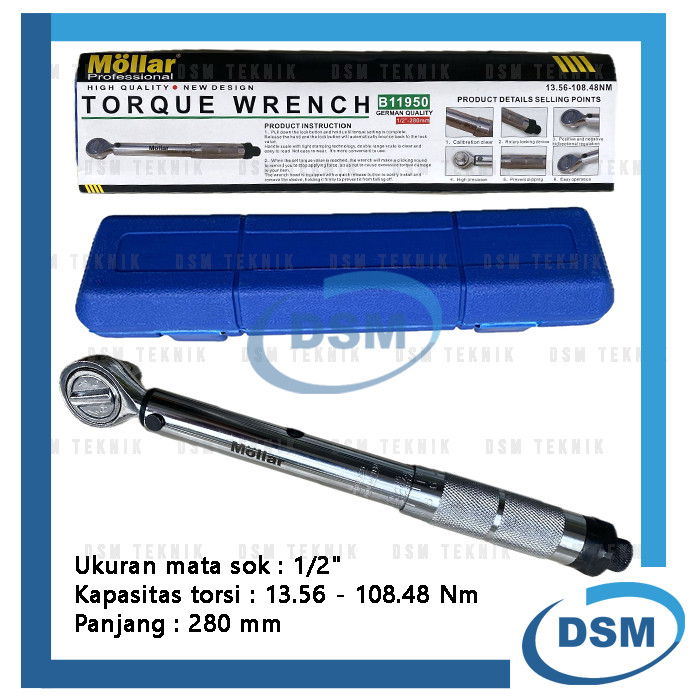 Mollar MOMEN WRENCH TORQUE 1/2" MOTOR TORQUE WRENCH MICROMETER NEEDLE ...