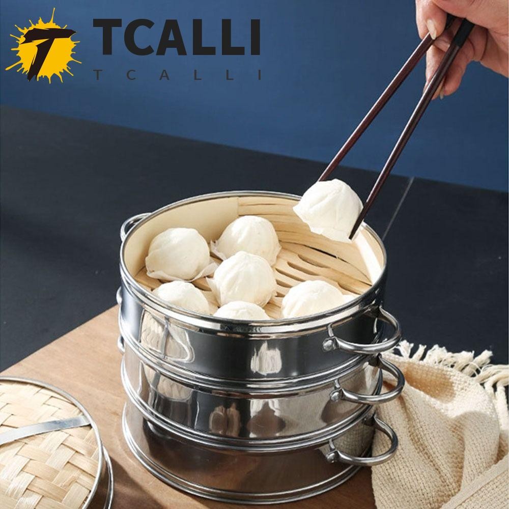 TCALLI Steamer Cage Kit Bamboo Round Cooking Tool Dumpling Dim Sum ...