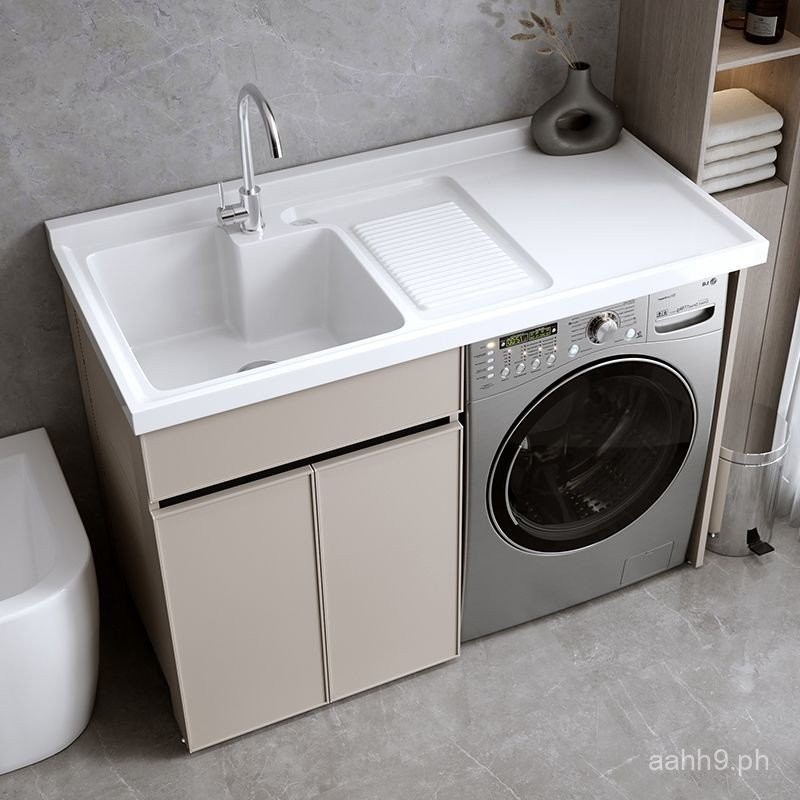 Space Aluminum Balcony Washing Machine Cabinet Combination Quartz Stone ...