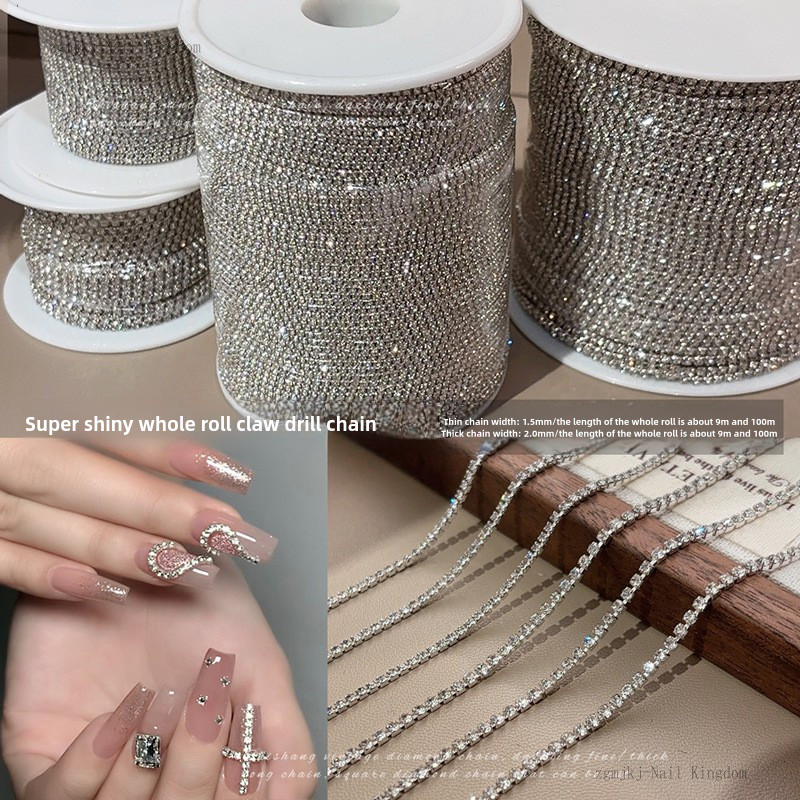 About 9 meters of fine claw diamond chain nail jewelry / 1.5, 2mm high ...