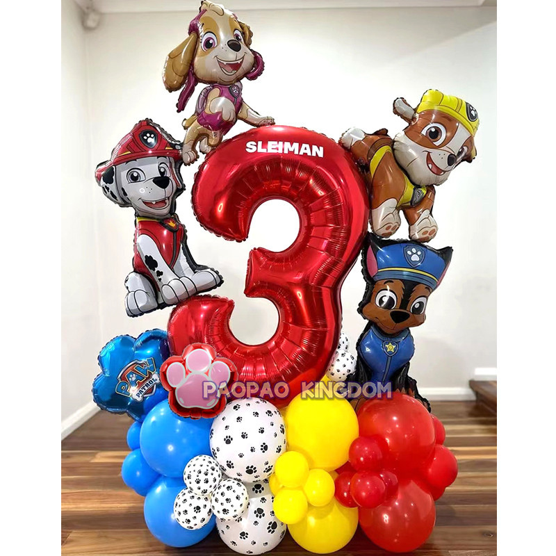 Paw Patrol Theme Balloons Set Rubble Skye Chase Marshall Foil Balloon Red Number Party Supplies ...