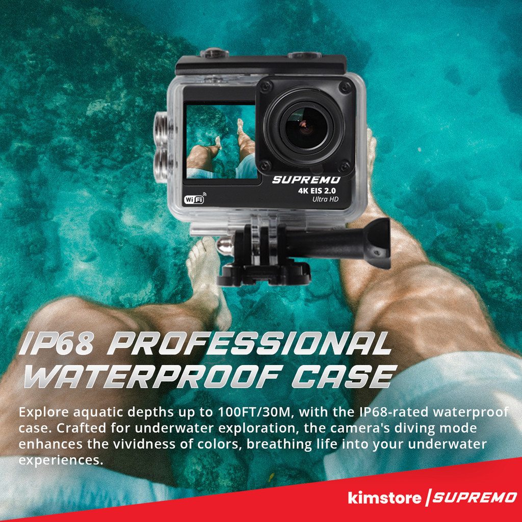 Supremo Ace 4K Dual Display Waterproof Action Camera | Shopee Philippines