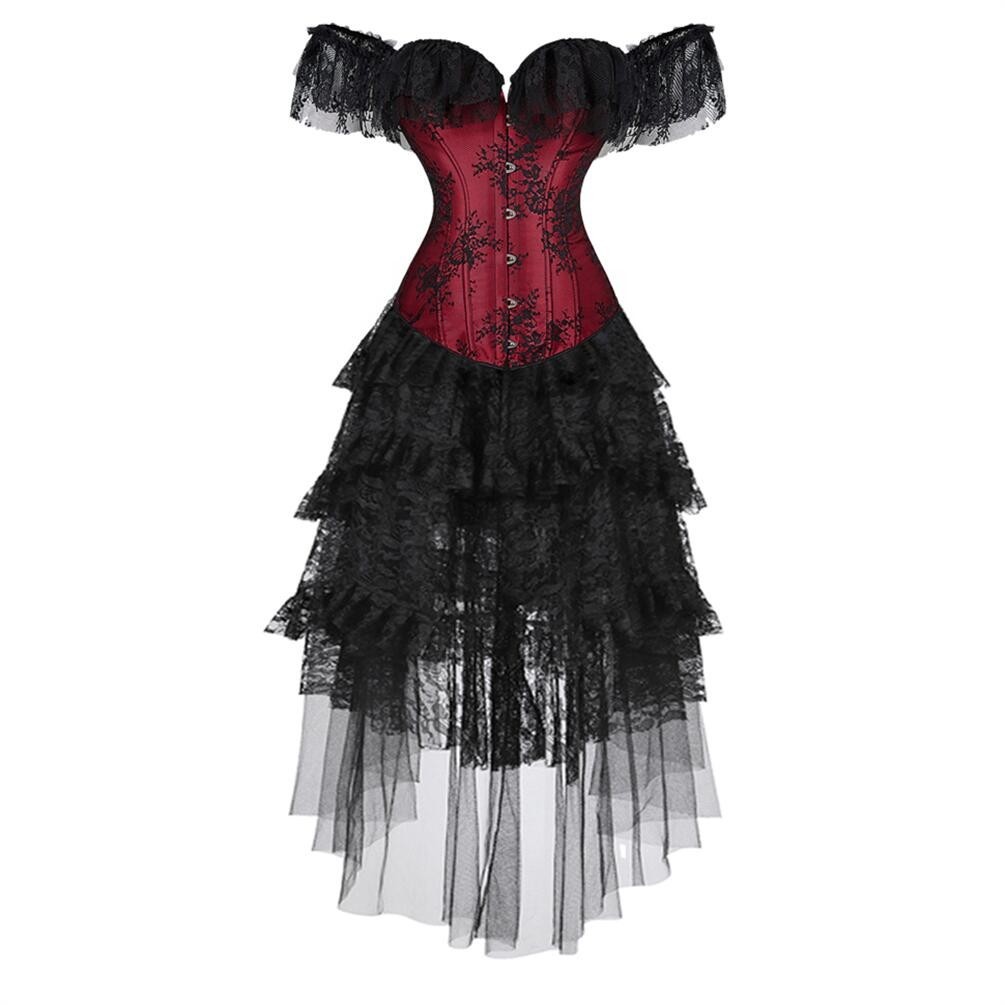 Women's Busters & Corsets Dresses Sets Gothic Jacquard Corset Dress ...