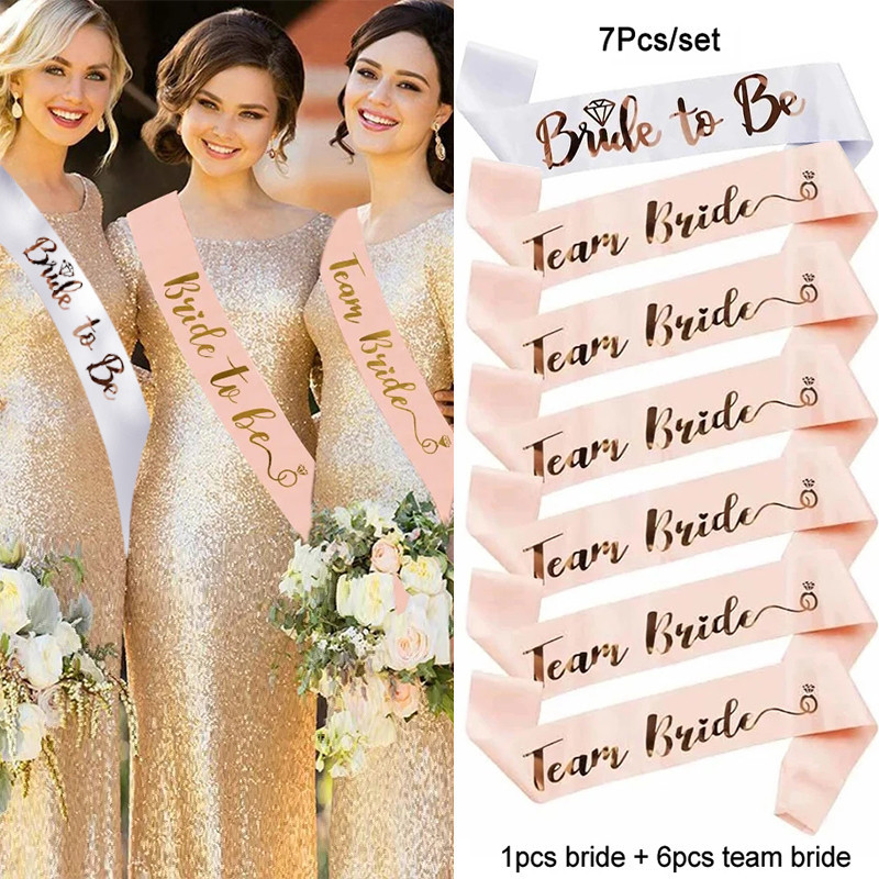 6 Team Bride Sashes + 1 Bride to Be Sash Bride Tribe Bridesmaids Sashes ...