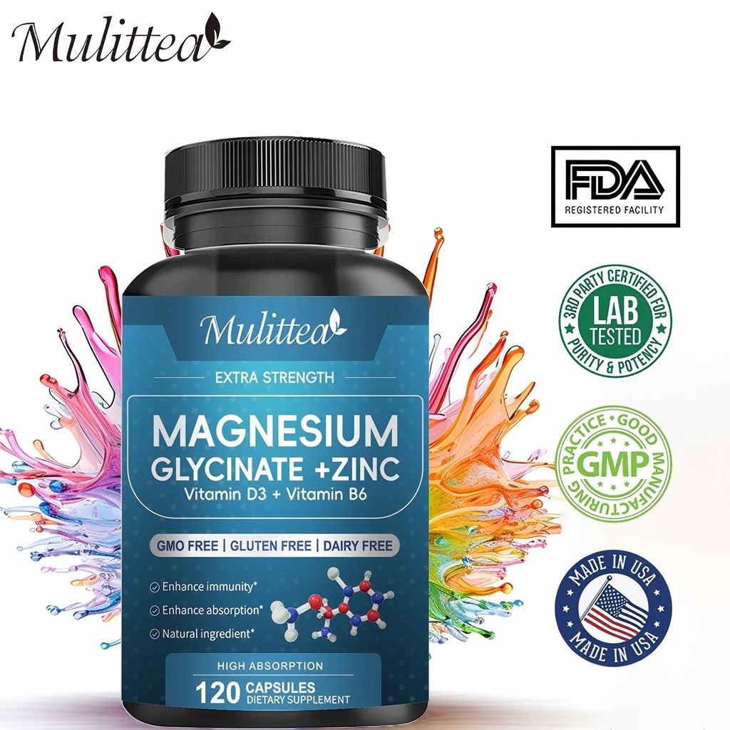 Mulittea Magnesium Glycinate 500mg Capsules Supports Brain and Heart ...