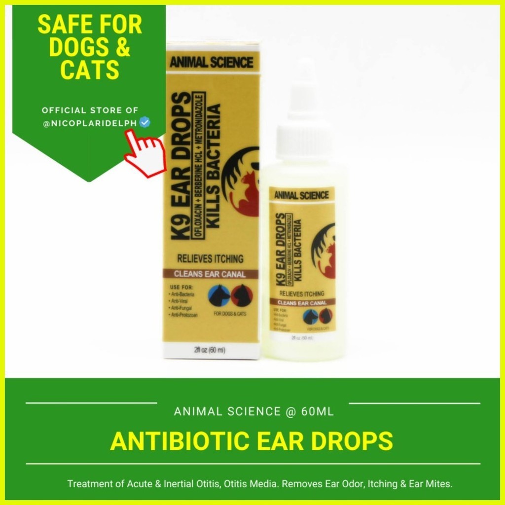 ⊕ Animal Science K9 Ear Drops for Odor, Itch and Ear mites of Dogs and ...