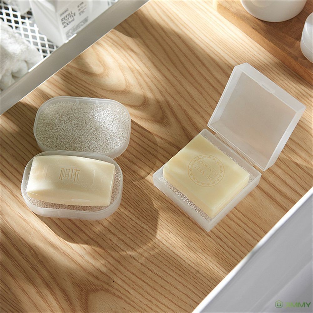 3 Shapes Transparent Soap Box With Lid Waterproof Leakproof Rectangular ...