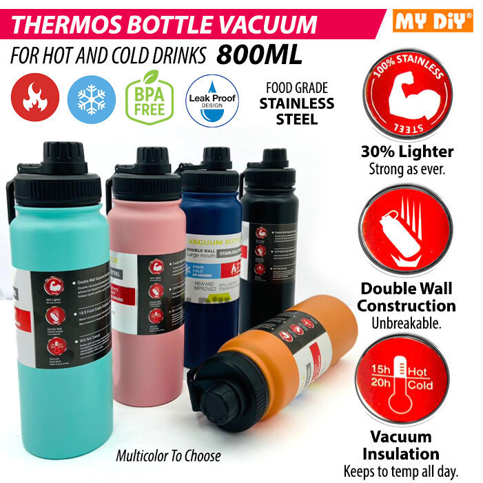MYDIYHOMEDEPOT - 800ML 304 STAINLESS STEEL THERMOS BOTTLE VACUUM FLASK TUMBLER / BOTOL SEJUK ...