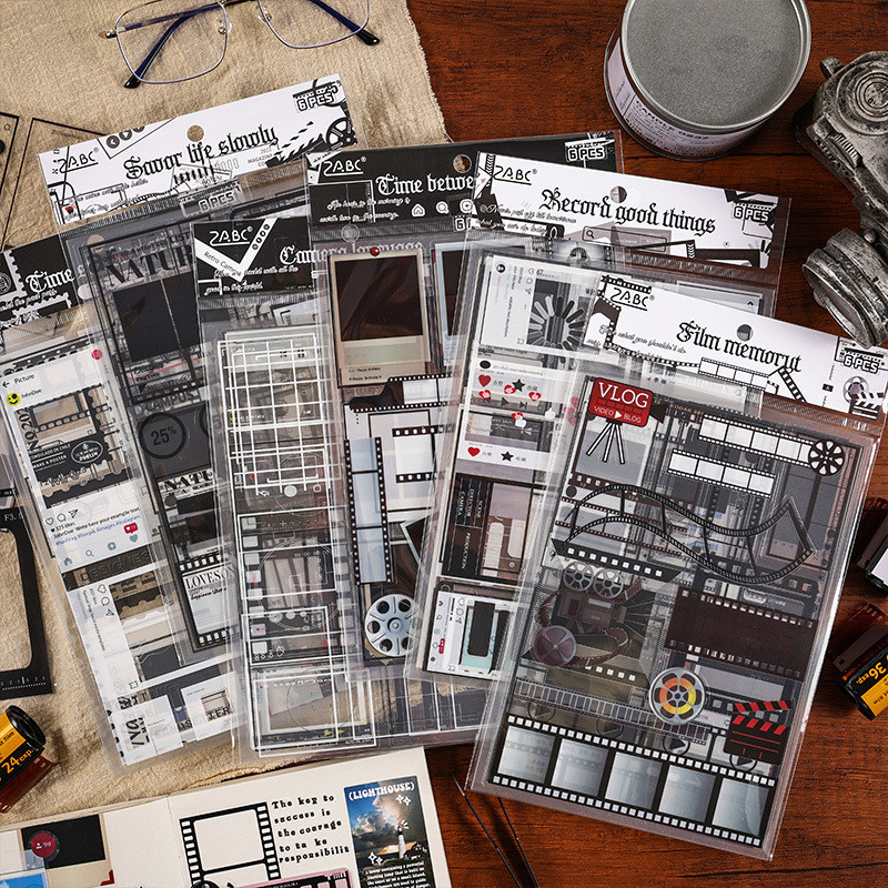 Journamm 6pcs/pack Ins Film Style PET Stickers Frame Collage Decor Junk ...