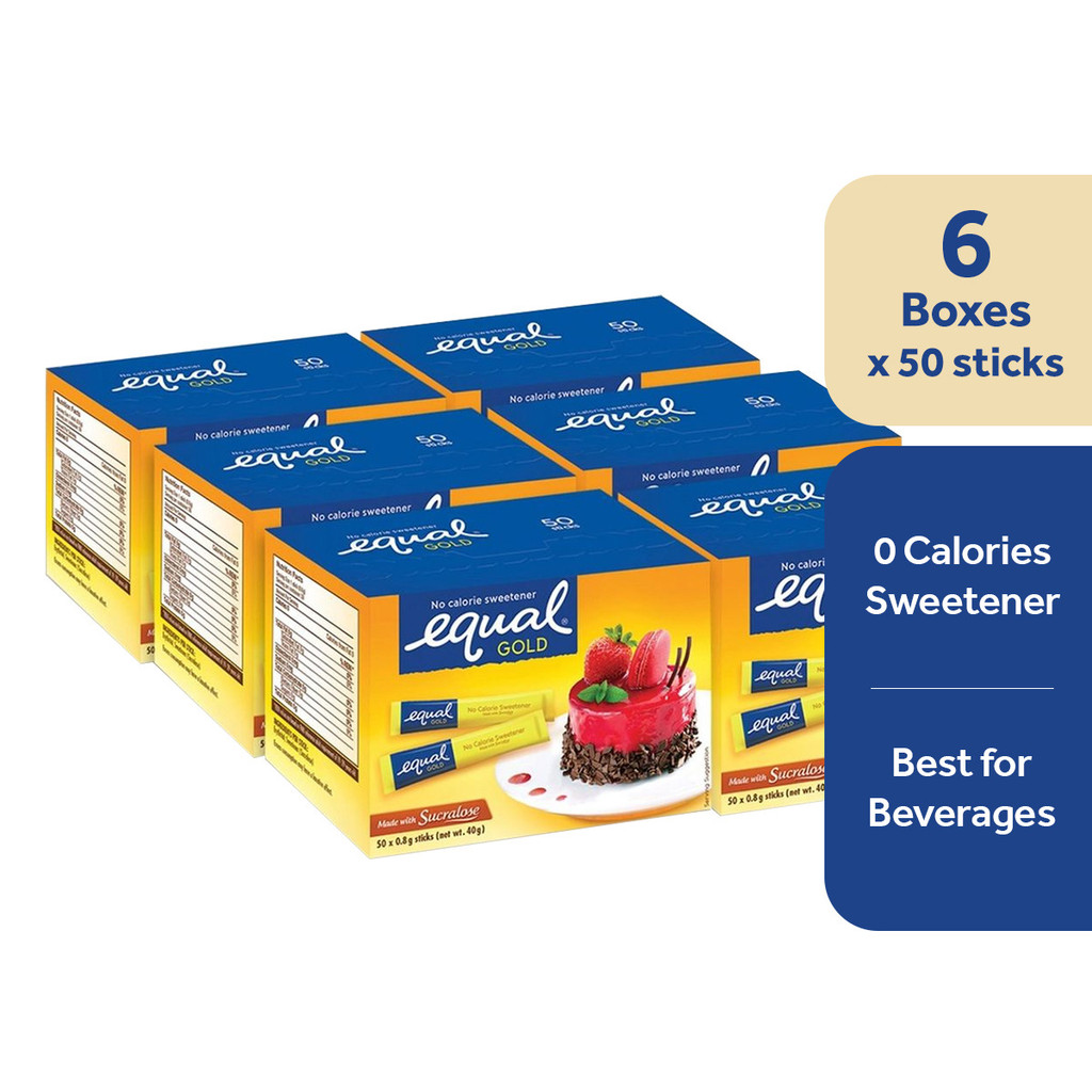 Equal Gold Zero Calorie Sweetener 50 Sticks - 6 Boxes (Keto Diet ...