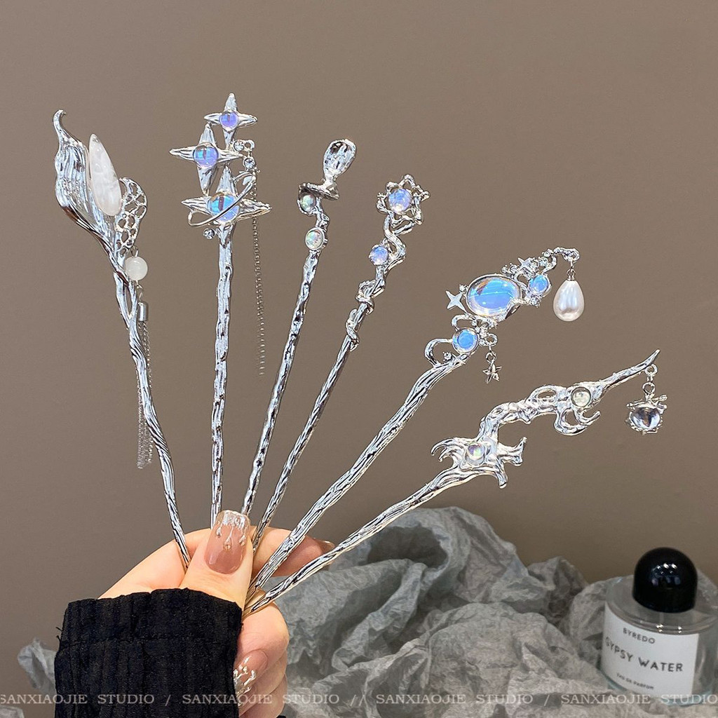High-end Starry Sky Moonstone Tassel Hairpin Simple Chinese Style ...
