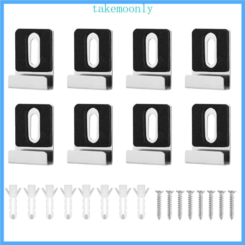 TAK 8Pcs Wall Mirror Holders Set Steel Frameless Mirror Hanging ...