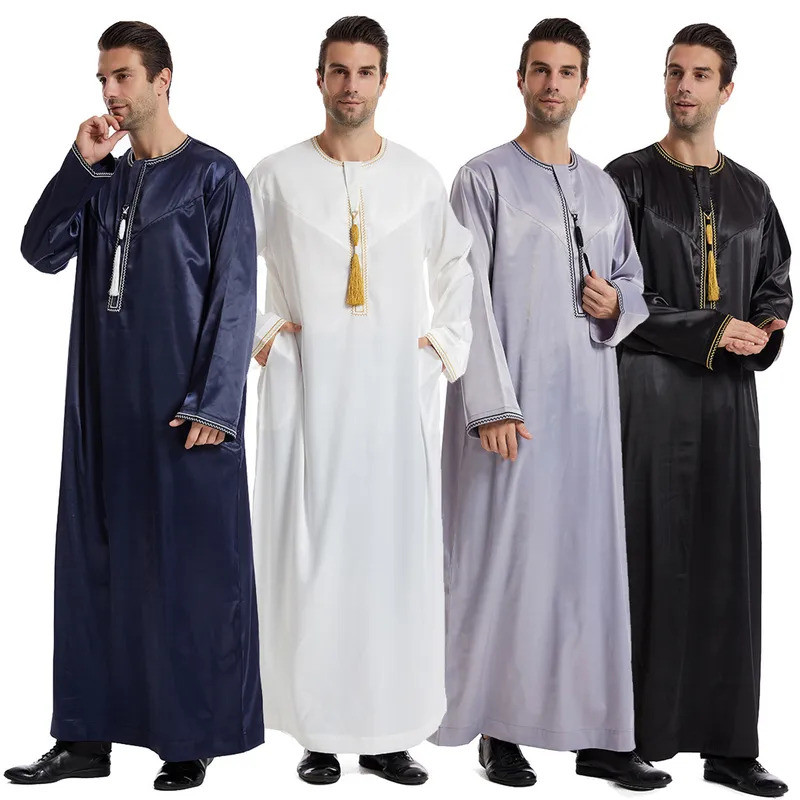 Men'S Muslim Robe Men Pullover Dress Abaya Daffah Jubba Thobe Pakistan Saudi Arab Kaftan Islam ...