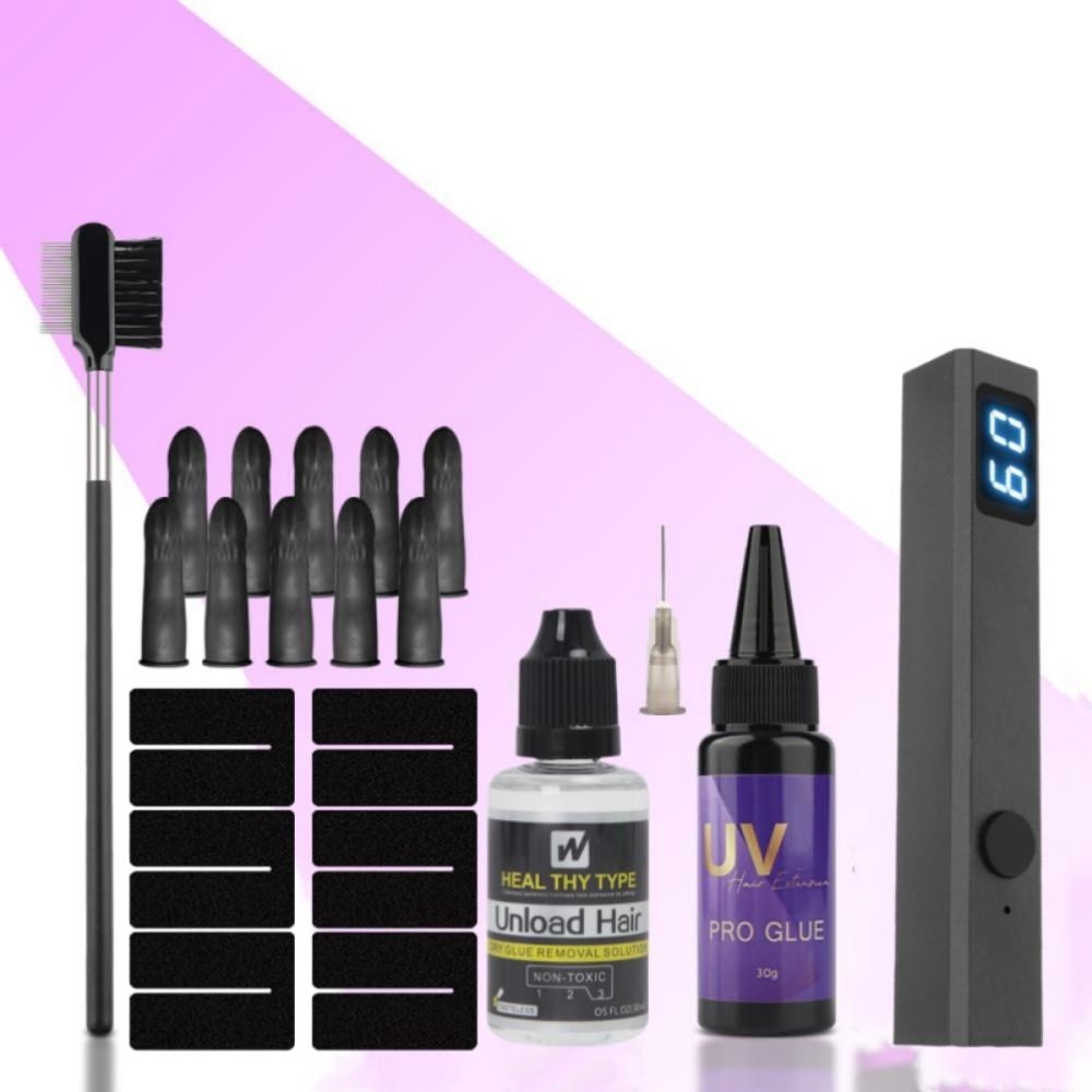30g UV Hair Extension Kit , Ultra-Fast Remover, UV Lamp & Comb Complete ...
