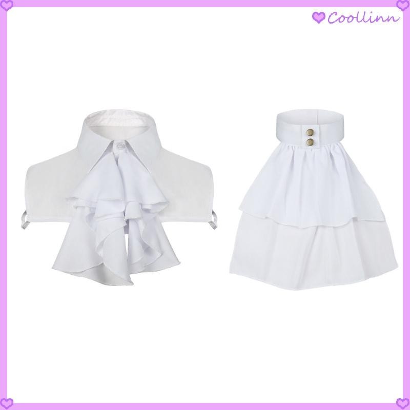 Coollinn Unisex Detachable Jabot Ruffled Fake Collar Gothic Steampunk ...