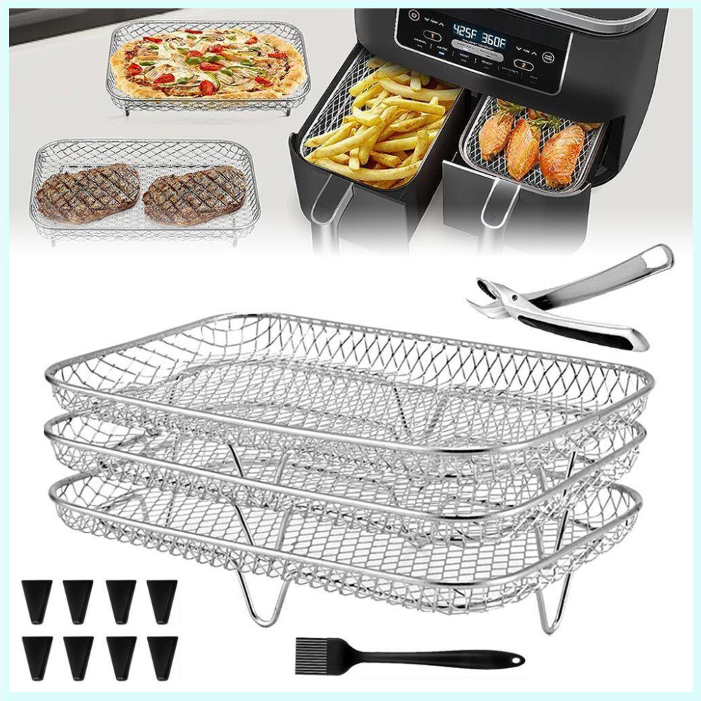 Double Air Fryer Baking Grid Stainless Steel Air Fryer Rack Accessories ...