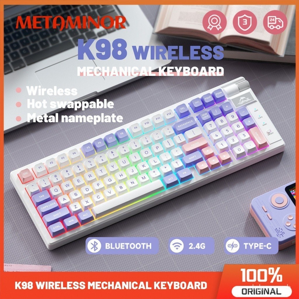 【In stock】GiftMeta K98 Wireless Mechanical Keyboard Hot Swappable with ...