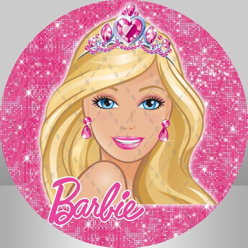 Barbie Round Birthday Backdrop For Photography Baby Shower Kids ...