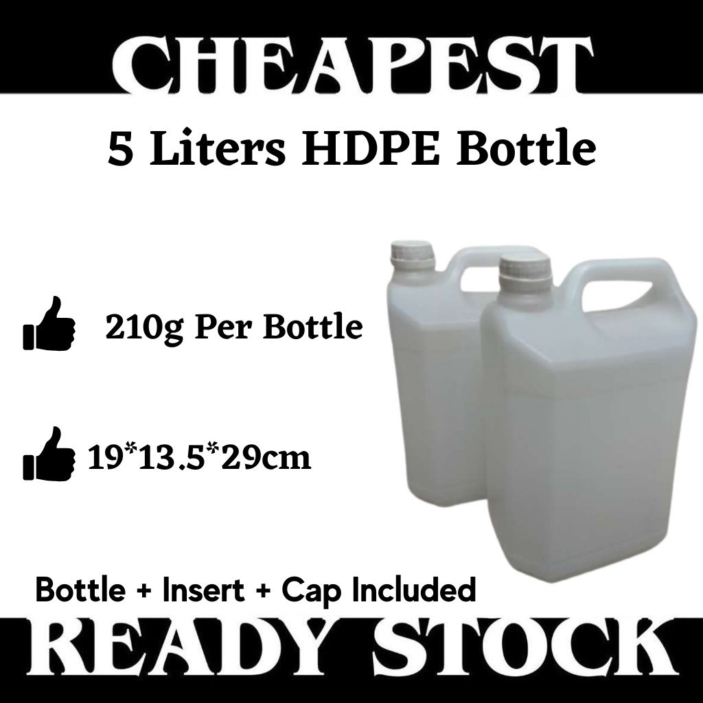 [New] Bottle/Tong 5 Liter HDPE Nature Jerry Can Plastic Full Set ...