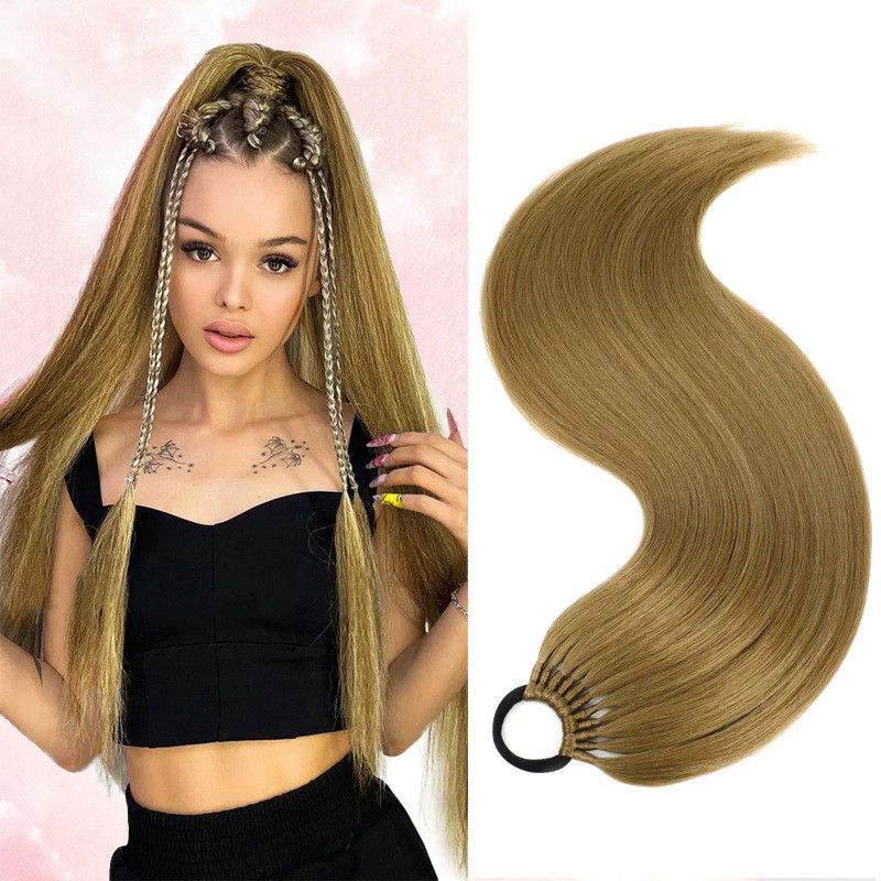 Wig ponytail women's new 24 inch/60cm long straight hair synthetic hair ...